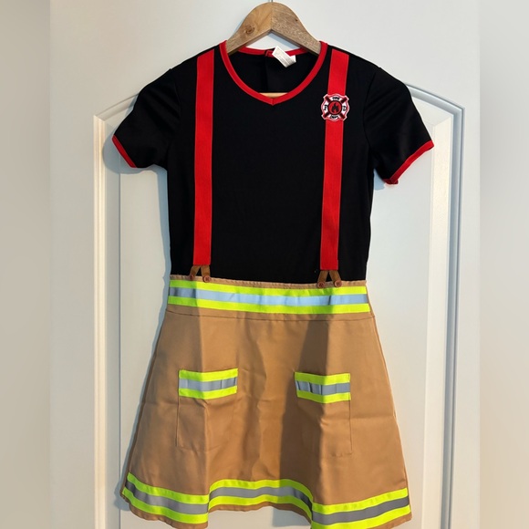 Costumes | Nwot Girls Firefighter Costume Dress With Plastic Helmet ...